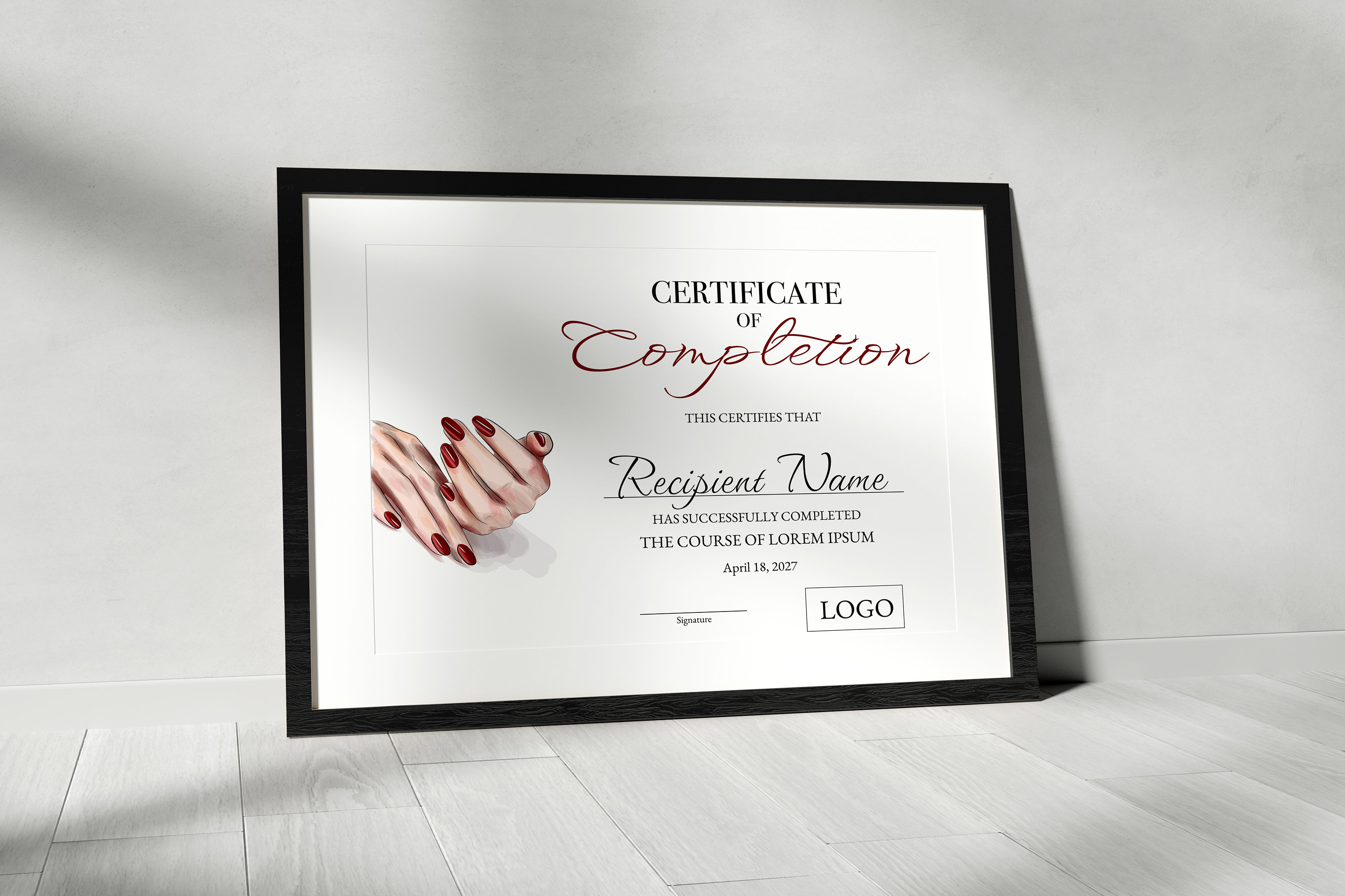 Minimalist Certificate of Completion for Nail Salon, EDITABLE ...