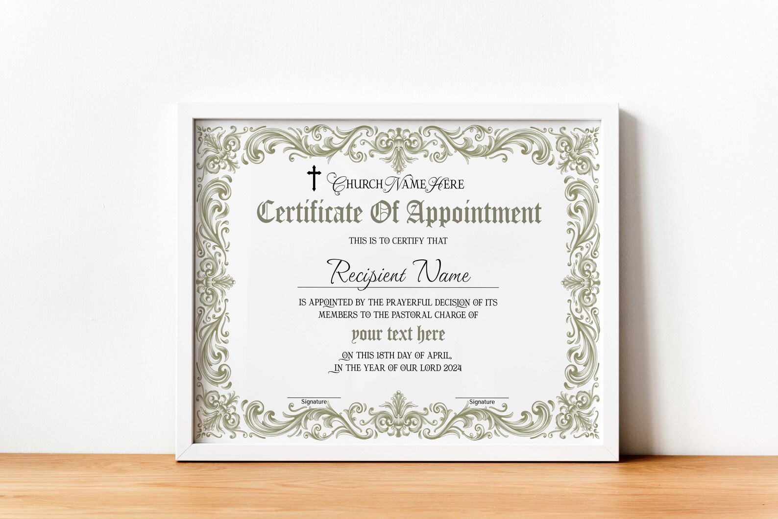 Editable Appointment Certificate Template, Printable Bishop Pastor ...