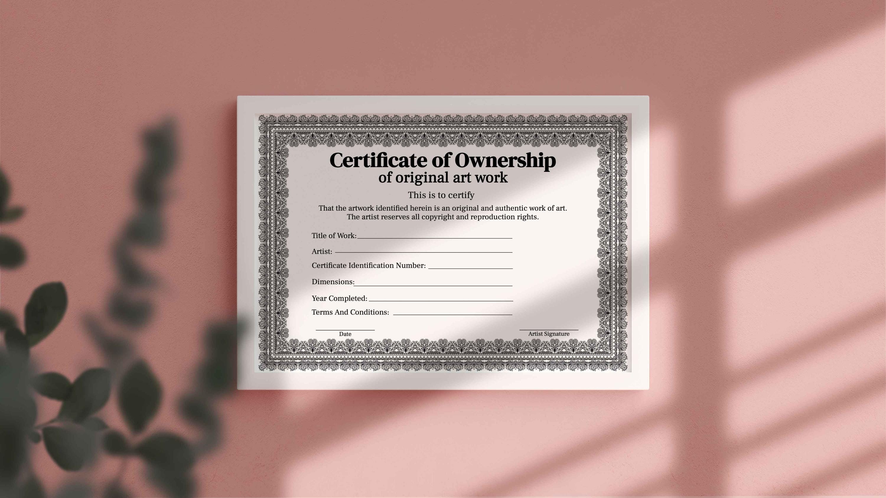 Certificate of Ownership, Transfer of Title, Fractional Ownership ...