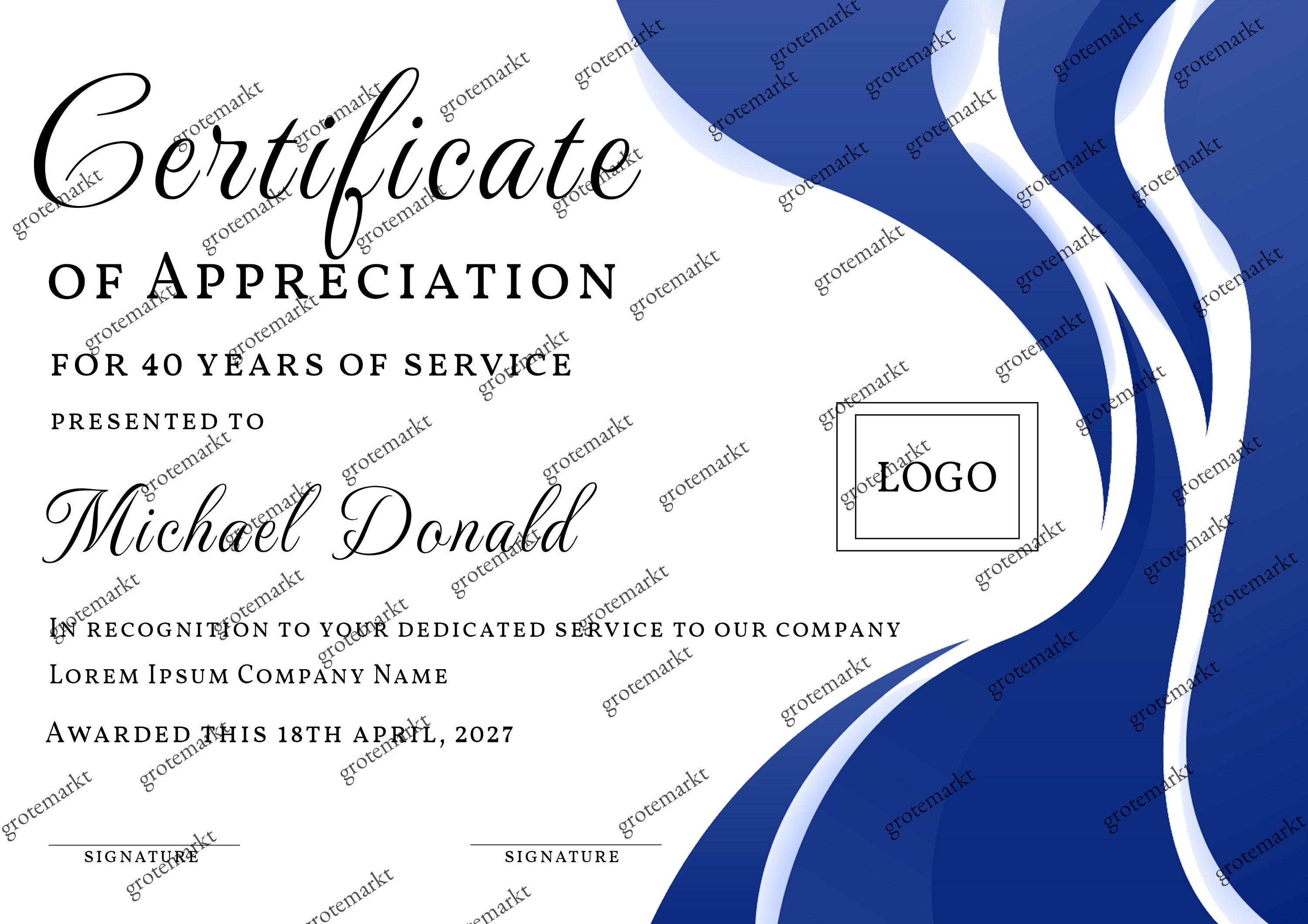 Editable 10 Years of Service Certificate, Appreciation Certificate ...