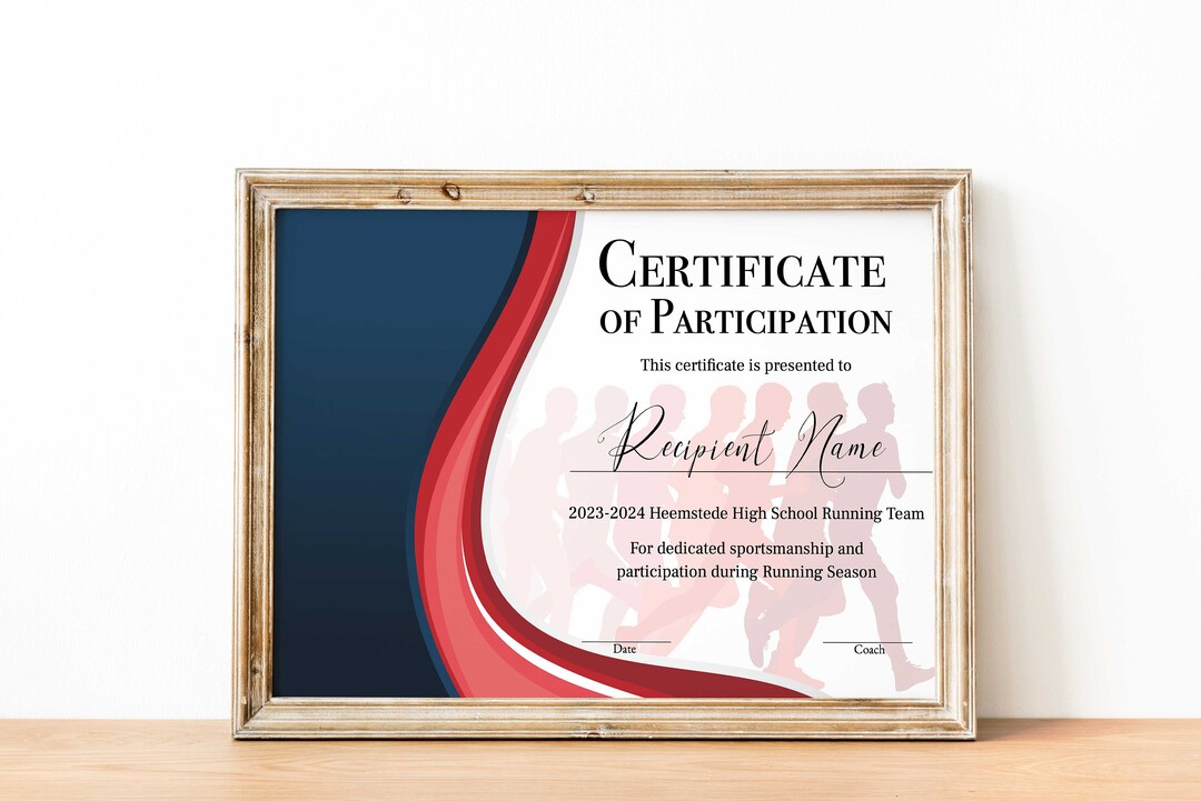 Editable Running Certificate Award Template, Sports Certificate ...