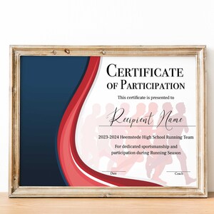 Editable Running Certificate Award Template, Sports Certificate ...