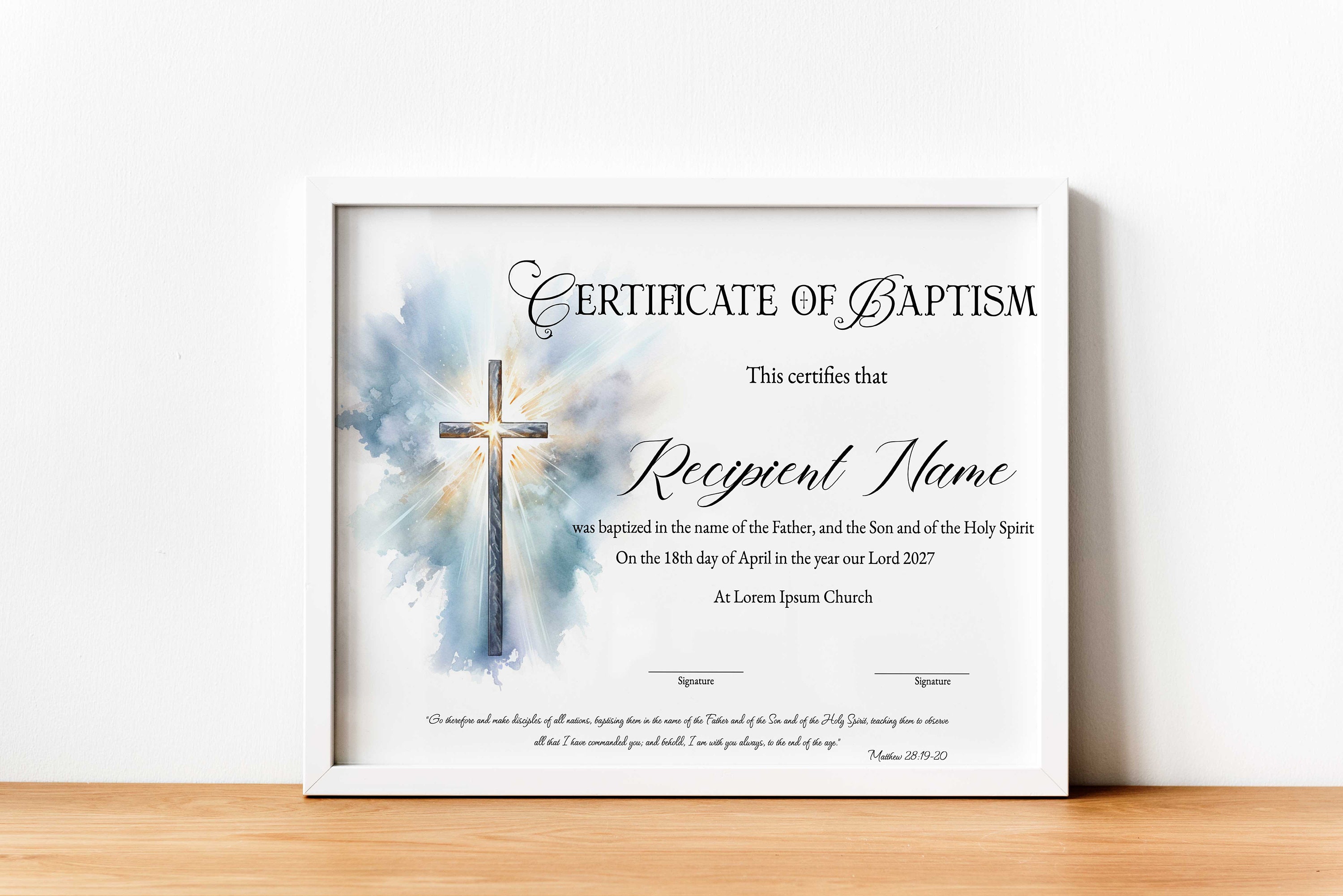 Editable Baptismal Certificate, Printable Minimalist Certificate of ...