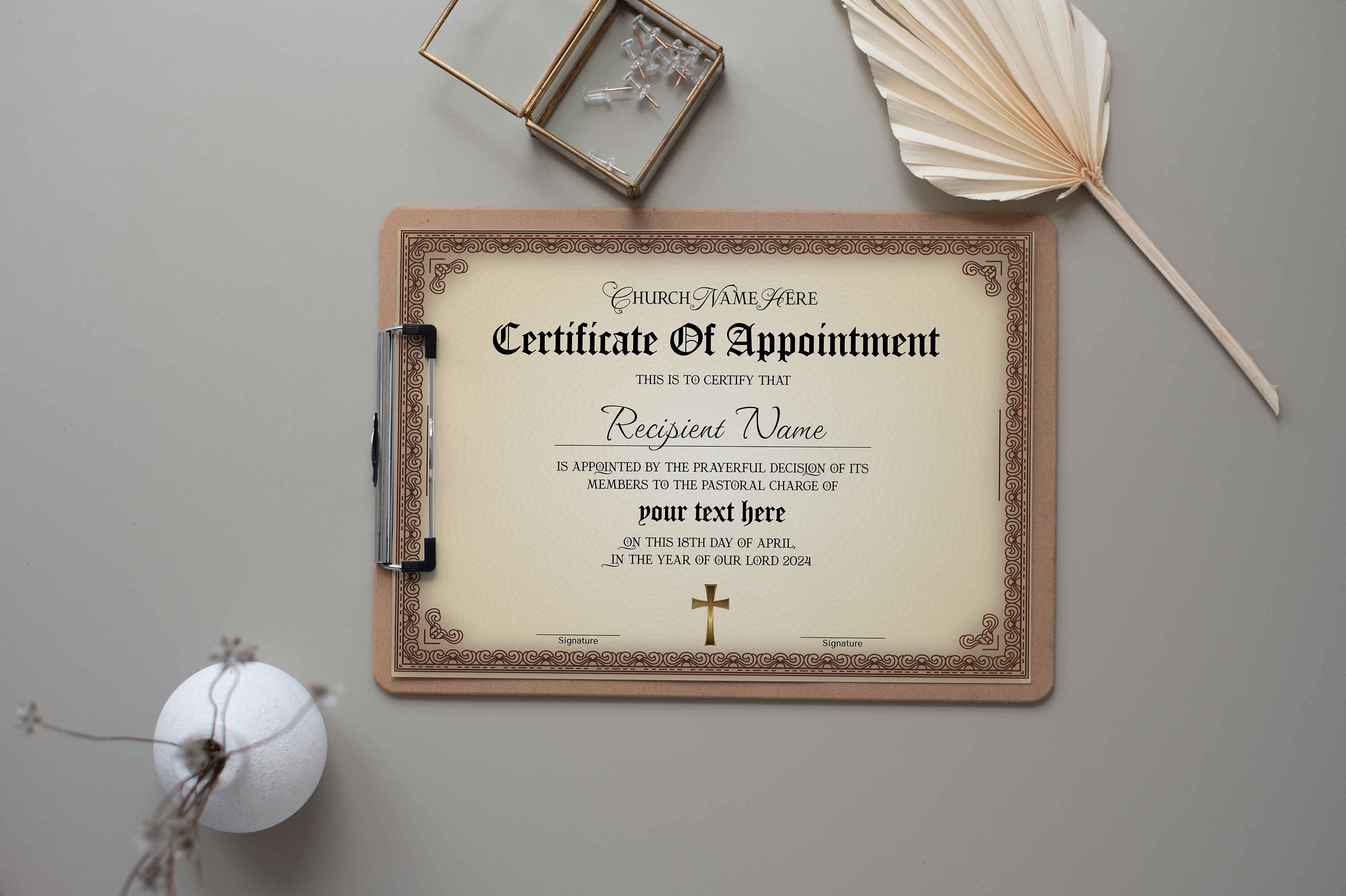 Editable Appointment Certificate Template, Printable Bishop Pastor ...