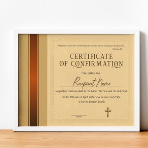Editable Confirmation Certificate Template, Printable Certificate of ...