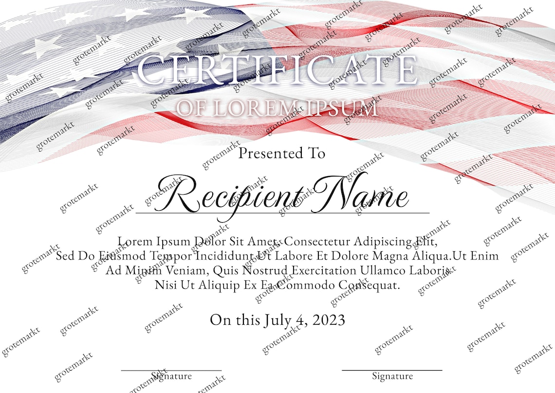 American Appreciation Certificate, 4th of July, Honoring Military ...