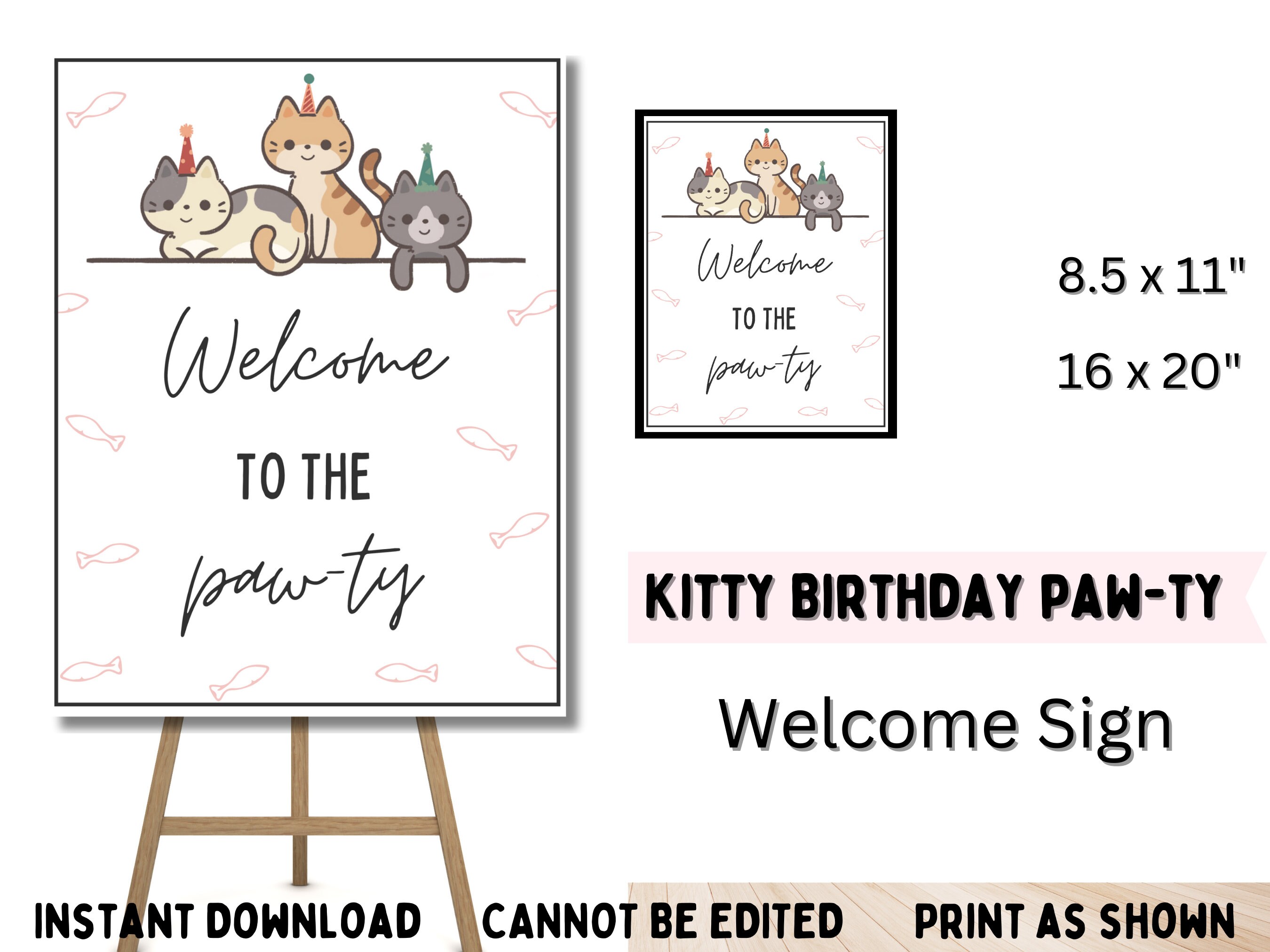 EDITABLE Cat Party Bundle, Printable Kitty Party Games, Adopt a Cat ...