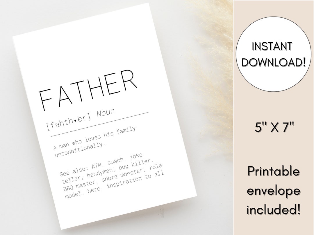 Funny Dad Definition Card, Father’s Day Card, Card for Husband, Happy ...