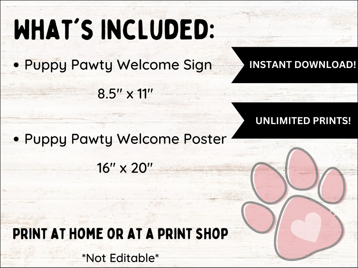 Puppy Pawty Welcome Sign, Welcome to the Party Poster, Party Signs, Dog ...