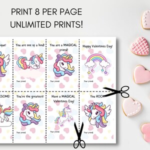 Kids Valentines Day Tags, Unicorn Card, Valentine Gift Tag, Unicorn ...