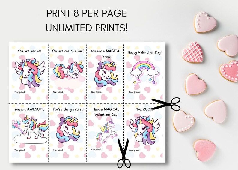 Kids Valentines Day Tags, Unicorn Card, Valentine Gift Tag, Unicorn ...