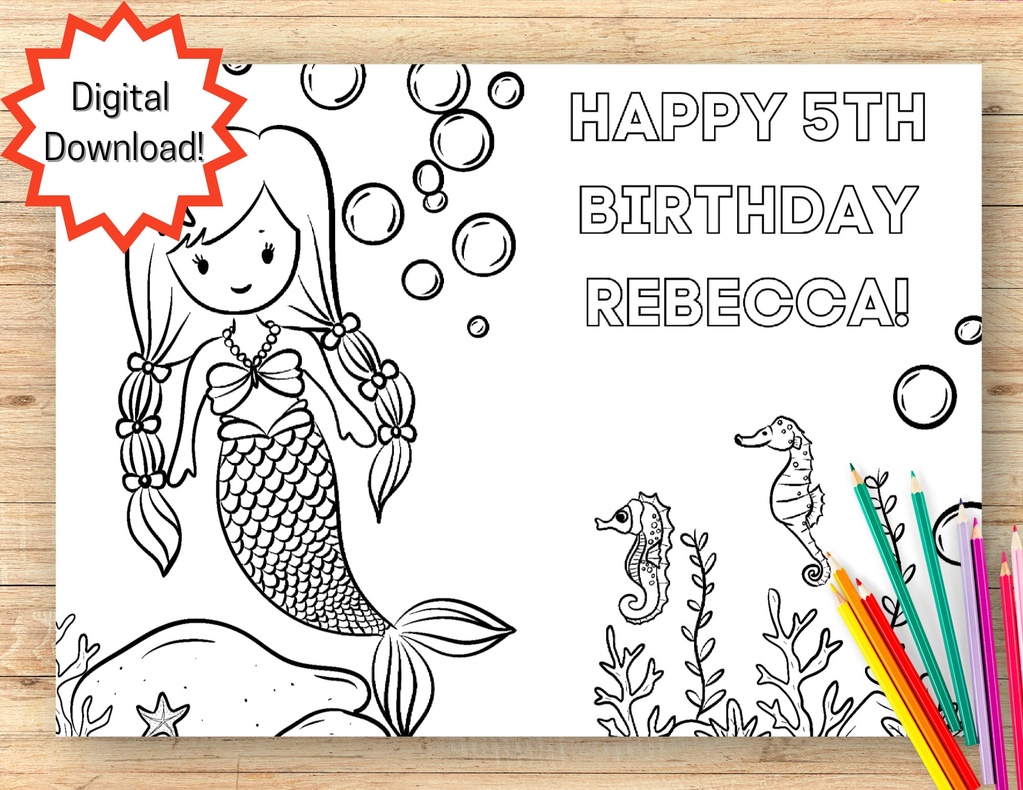 Mermaid Coloring Pages, Mermaid Themed Birthday Coloring Pages ...