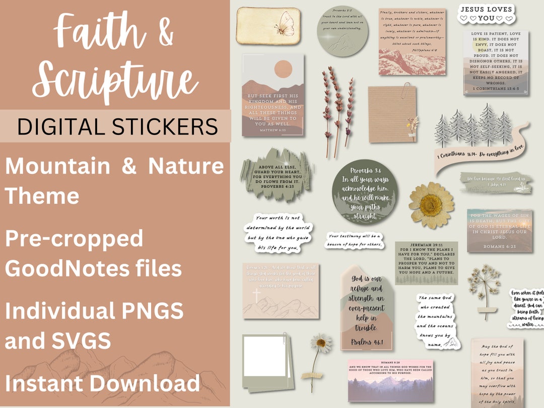 Nature Aesthetic Scripture Stickers, VOLUME 8 Christian Faith Stickers ...