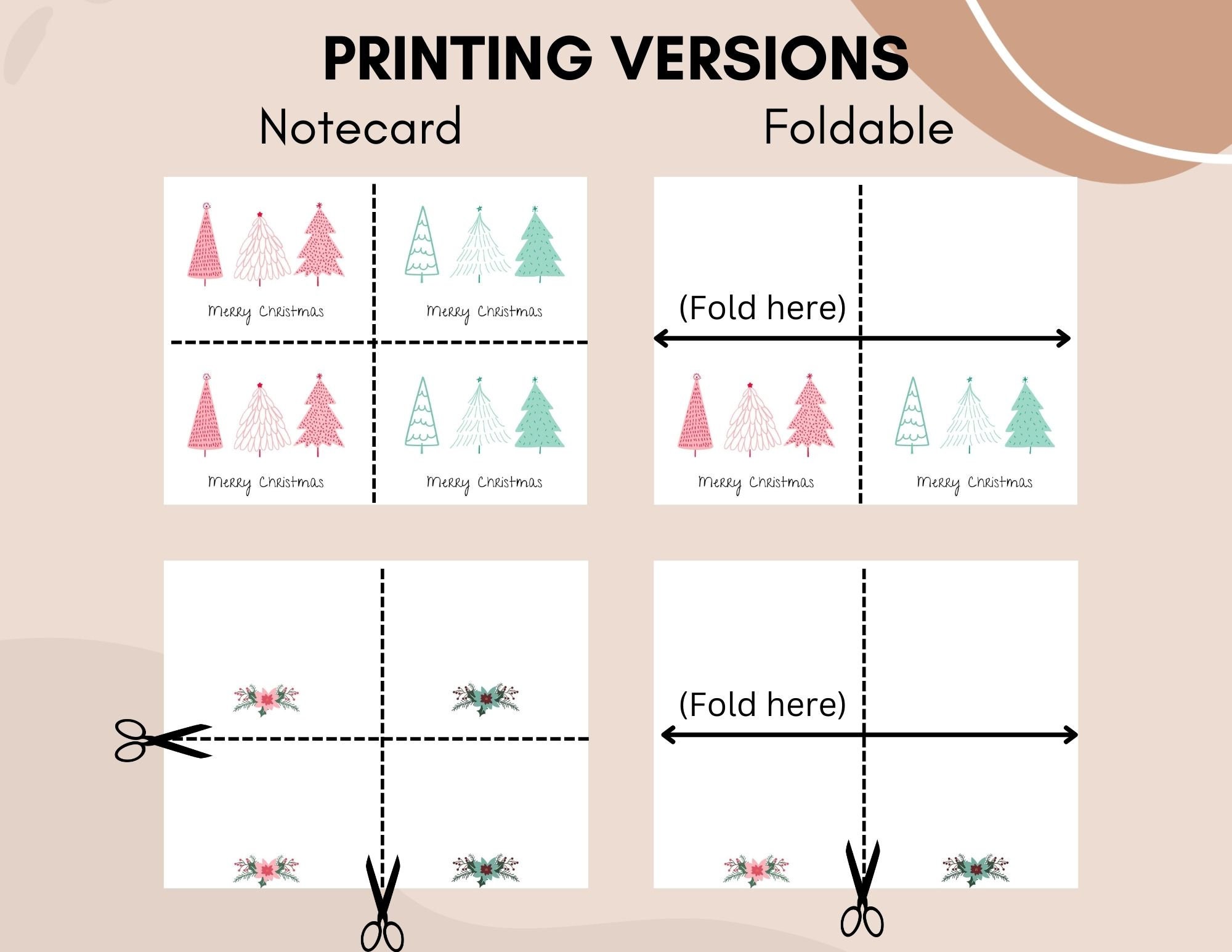 Christmas Card Digital Download Printable, Christmas Tree Cards ...