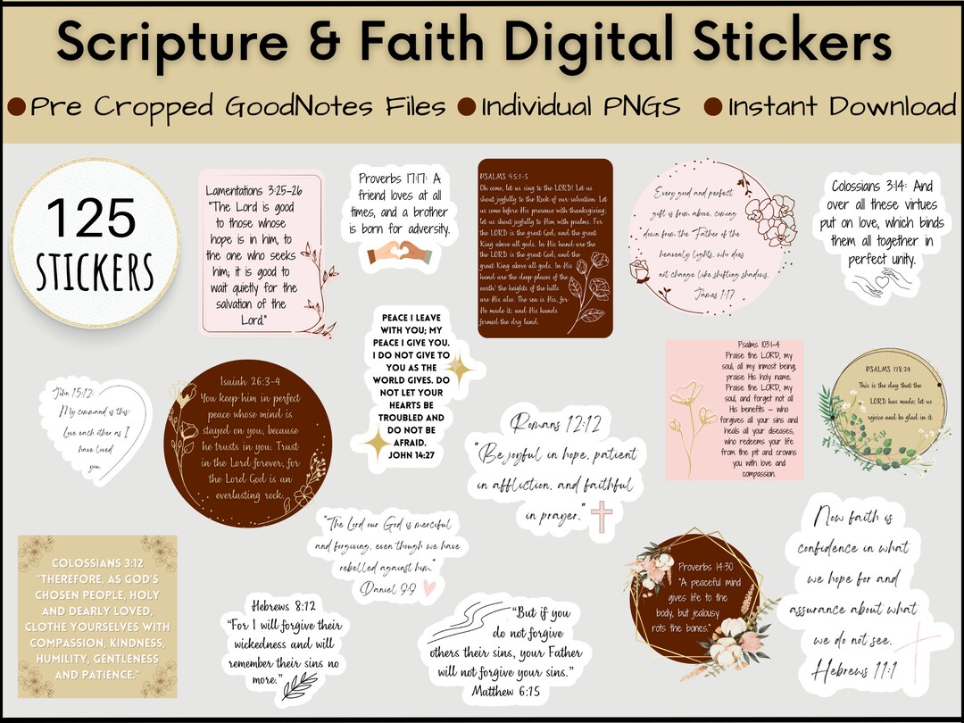 Scripture Stickers VOLUME 1, Digital Planner Stickers, Pre Cropped ...