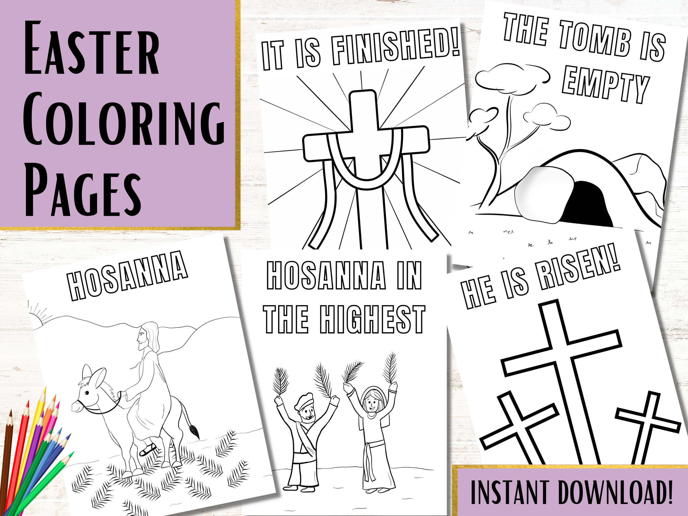 Easter Coloring Pages for Kids, Sunday School Activities, Bible Story ...