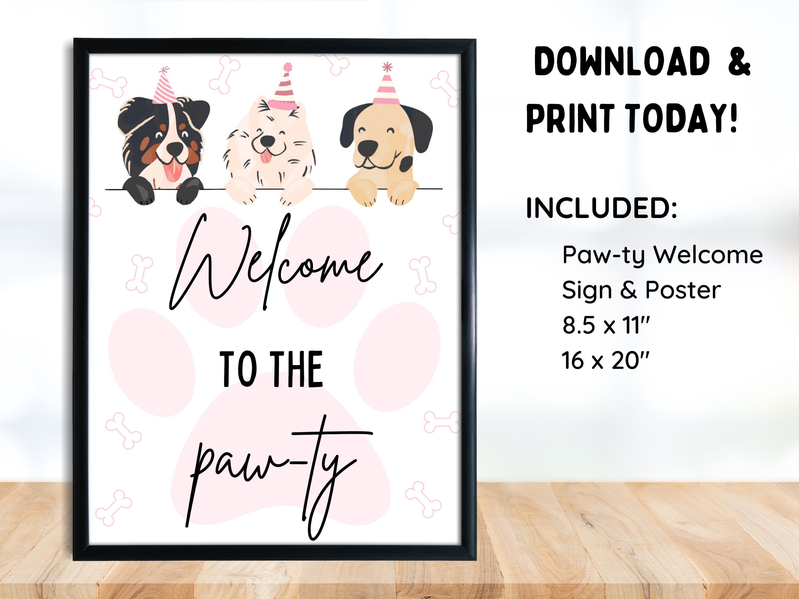PRINTABLE Welcome to the Party Poster, Dog Birthday Welcome Signs, Dog ...