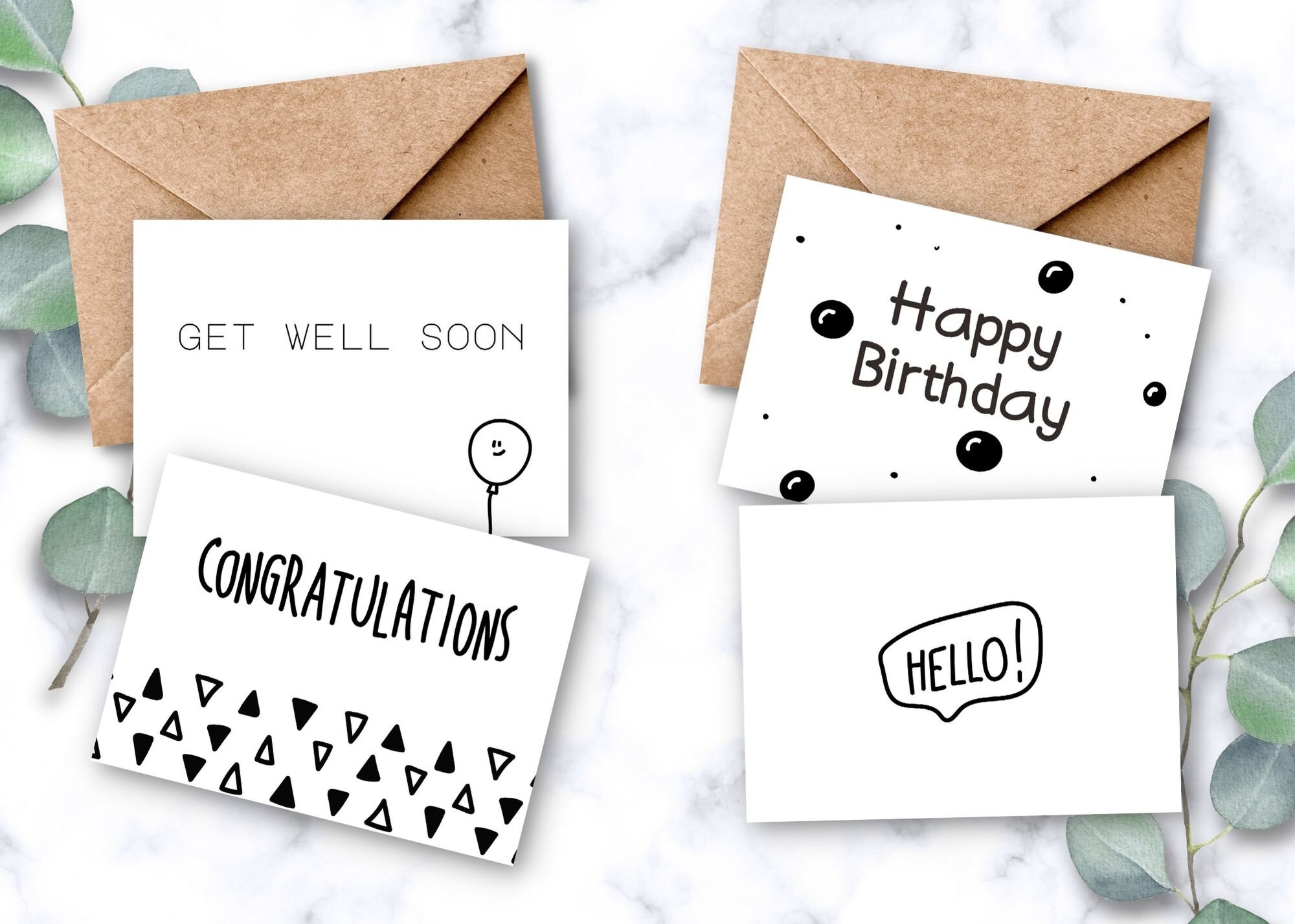 Simple Greeting Cards, PRINTABLE Cards, Assorted Greeting Cards ...
