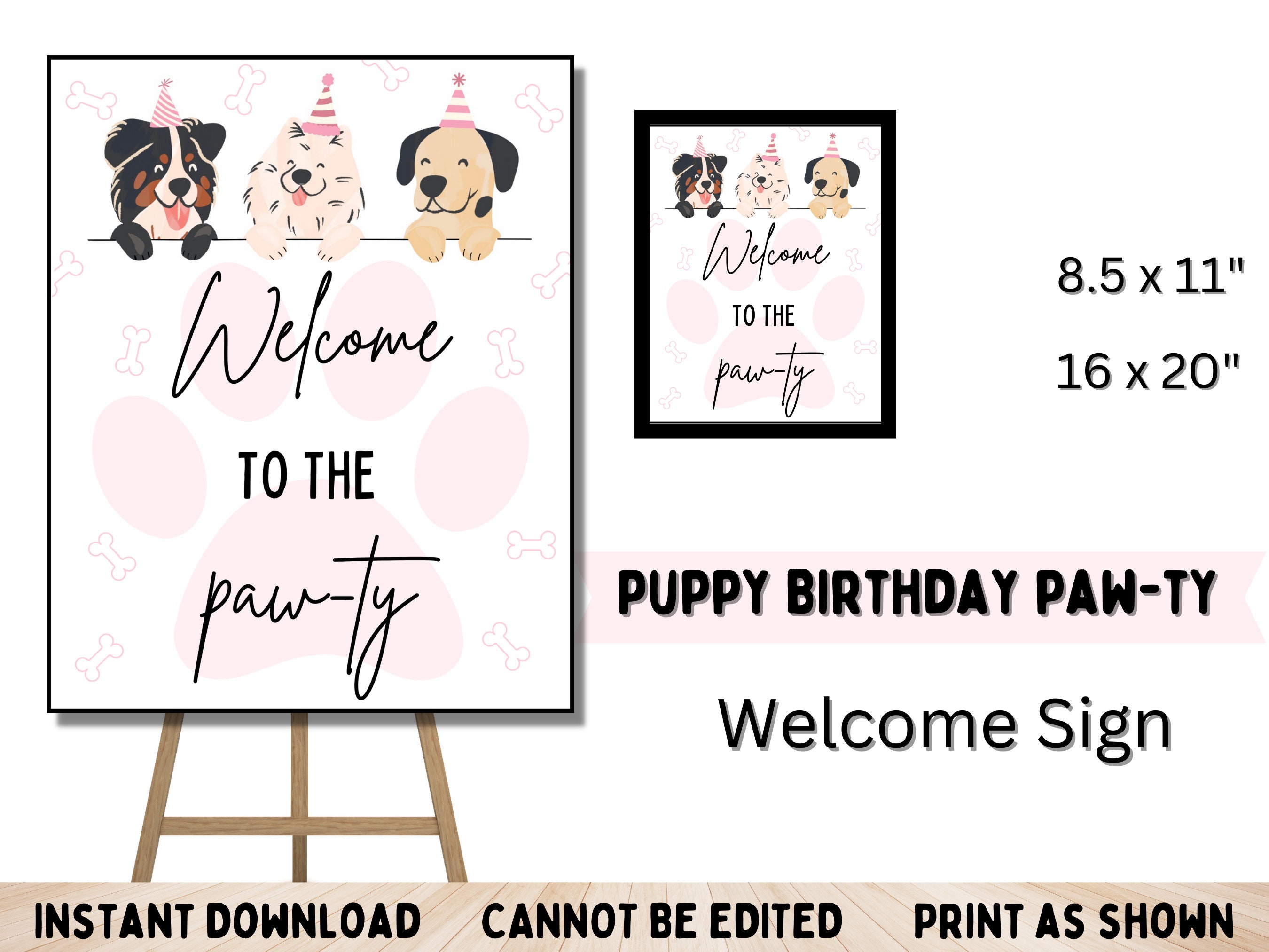 Puppy Pawty Welcome Sign, Welcome to the Party Poster, Party Signs, Dog ...