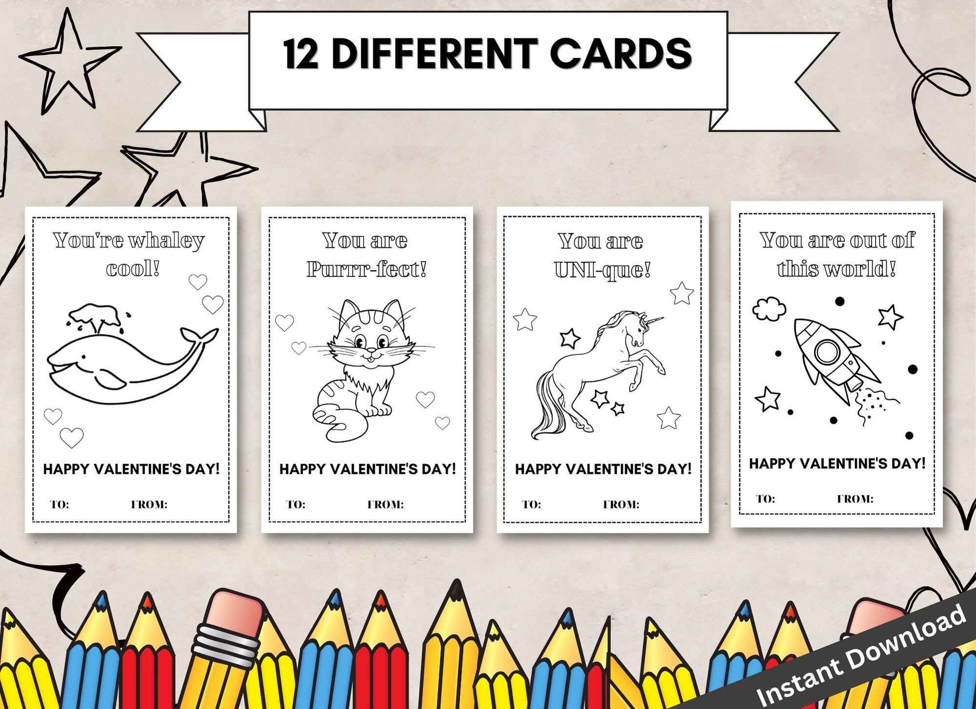 Valentine Gift Tags, Printable Coloring Pages for Kids, Kids Valentines ...