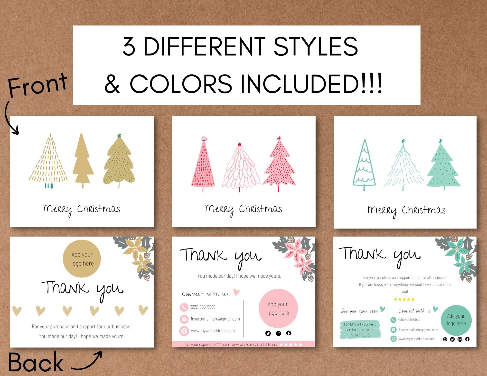 Holiday Business Thank You Card Template, Editable Christmas Thank You ...