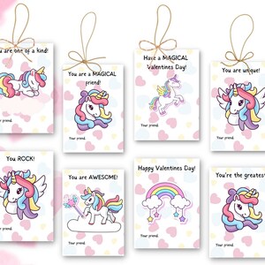 Kids Valentines Day Tags, Unicorn Card, Valentine Gift Tag, Unicorn ...