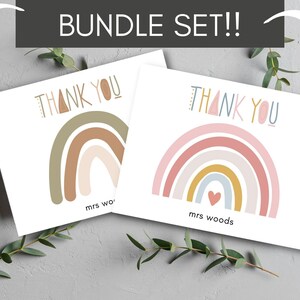 Personalized Printable Teacher and Nursery Thank You Card, Rainbow ...