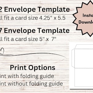 DIY Envelope, Printable Envelope Template, A2 Envelope Template, A7 ...