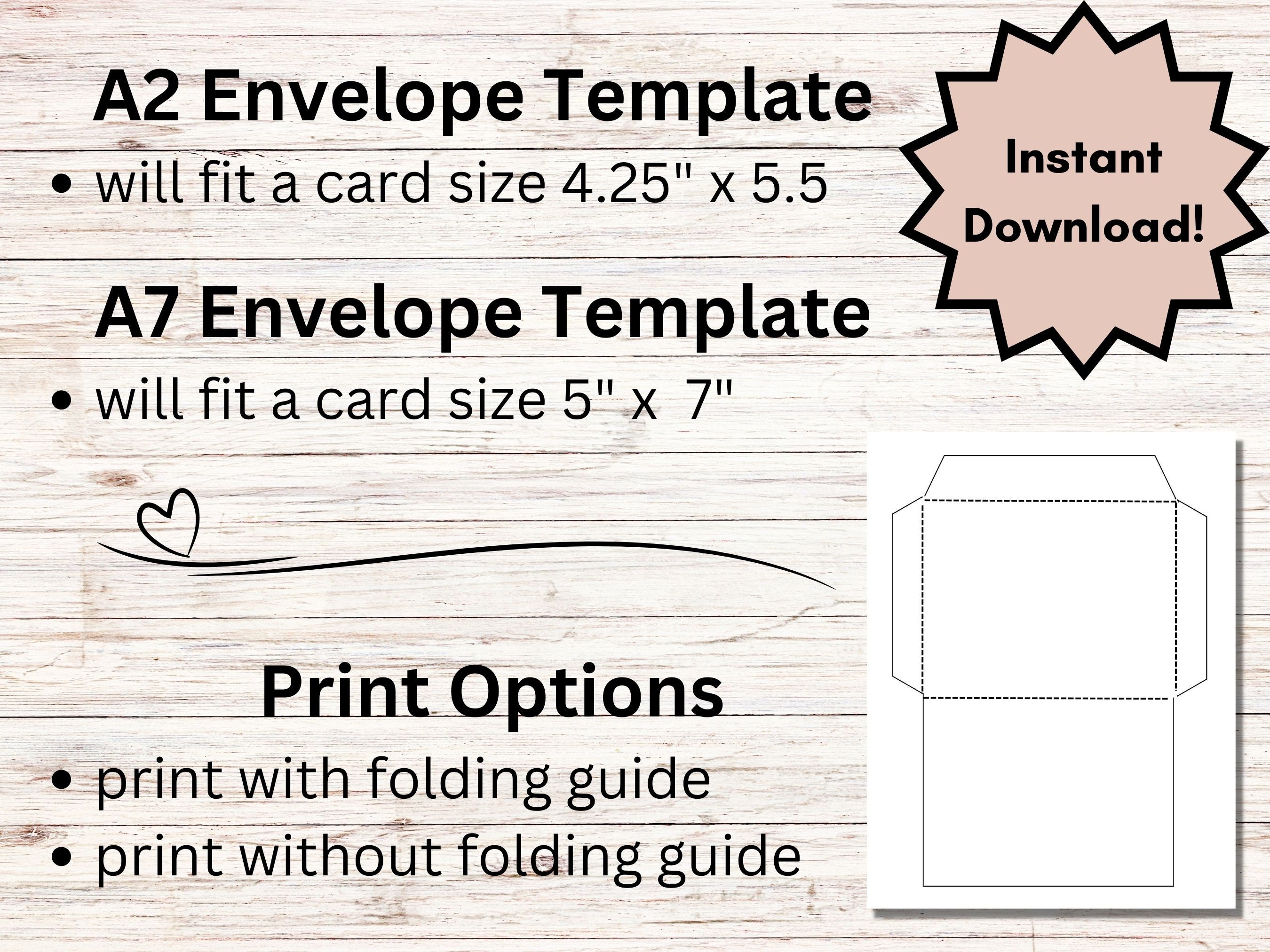 DIY Envelope, Printable Envelope Template, A2 Envelope Template, A7 ...