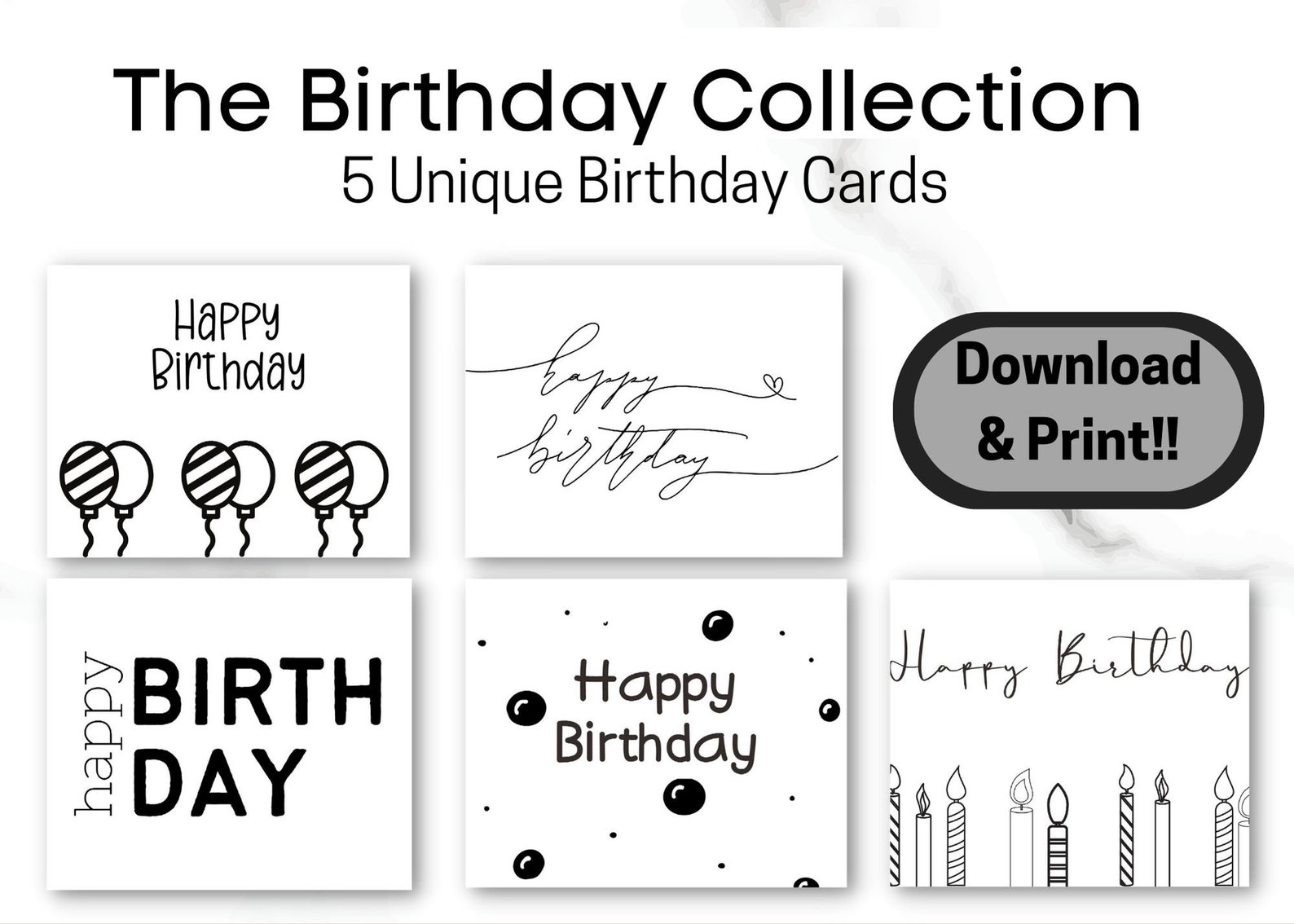 PRINTABLE Birthday Card, Simple Birthday Card, Digital Download Card ...
