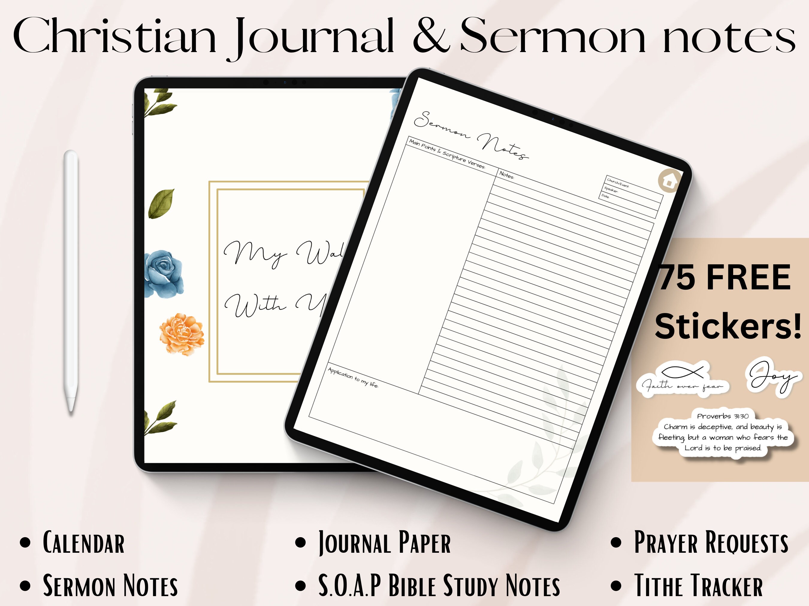 Faith Digital Planner Hyperlinked Faith Planner Christian Planner Bible ...