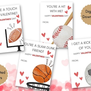 Sports Theme Valentine Tags, Kids Valentines Cards, Printable Tags for ...