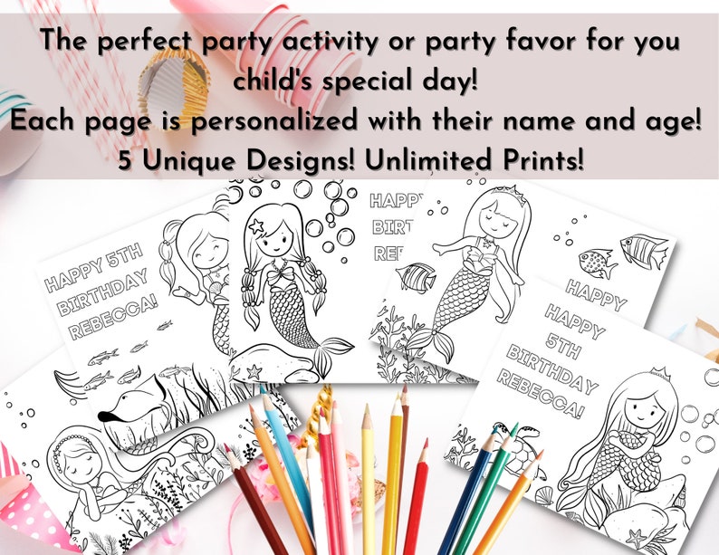 Mermaid Coloring Pages, Mermaid Themed Birthday Coloring Pages ...