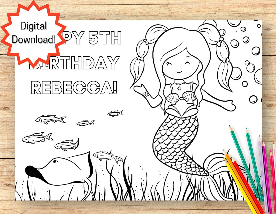 Mermaid Coloring Pages, Mermaid Themed Birthday Coloring Pages ...