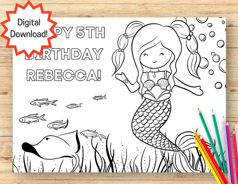 Mermaid Coloring Pages, Mermaid Themed Birthday Coloring Pages ...
