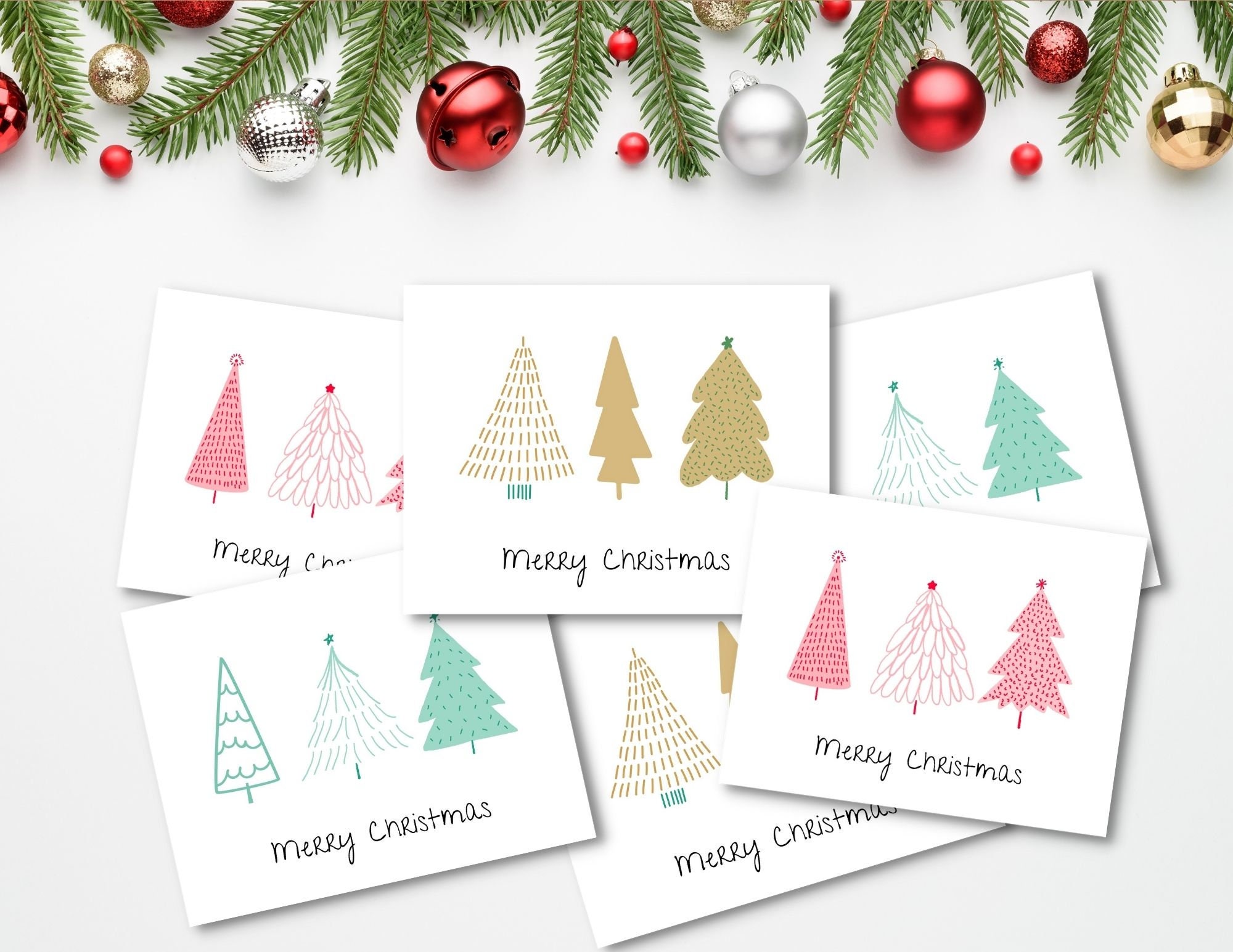 Christmas Card Digital Download Printable, Christmas Tree Cards ...