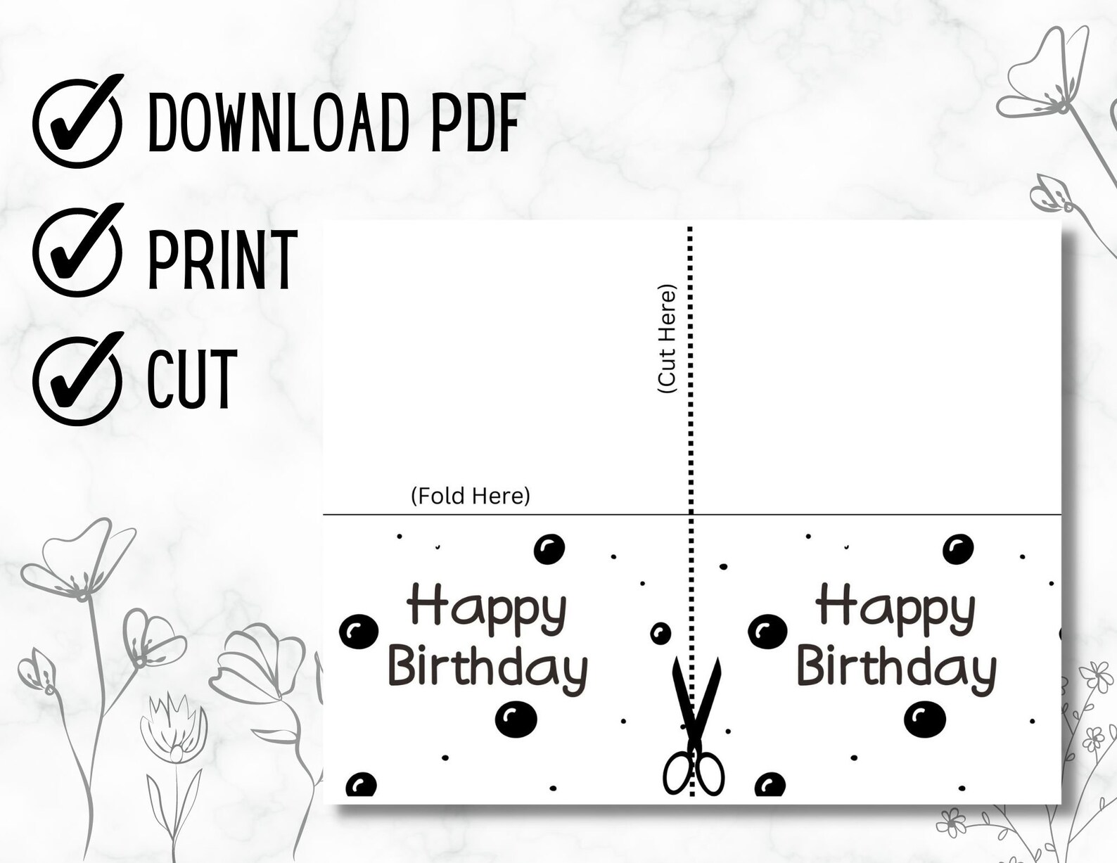 PRINTABLE Birthday Card, Simple Birthday Card, Digital Download Card ...