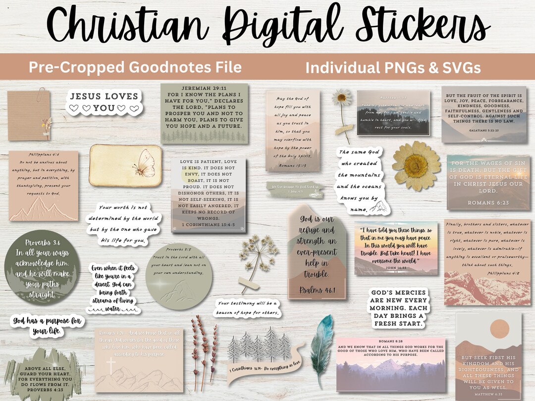 Scripture Stickers, VOLUME 8 Christian Faith Stickers, Digital Planner ...