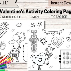 Valentines Crafts, Kids Coloring Pages, Digital Download, Activity ...