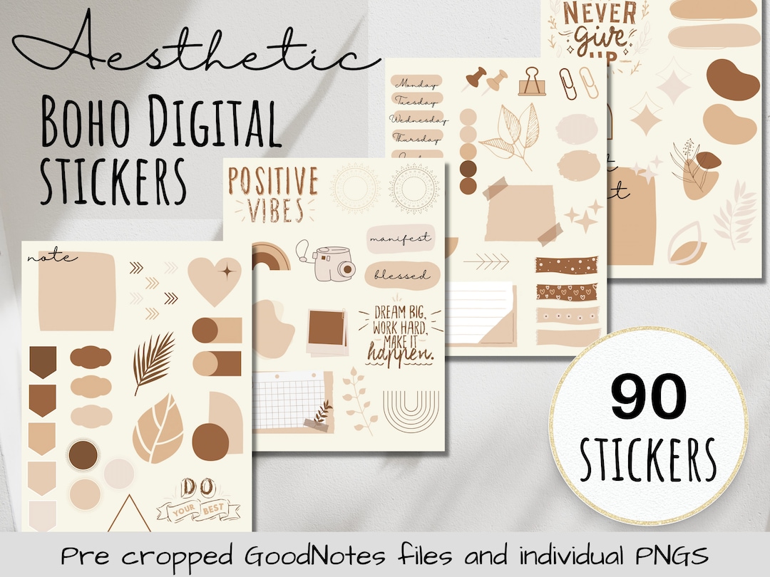 Boho Digital Planner Stickers, Aesthetic Stickers, Goodnotes Stickers ...