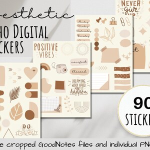 Boho Digital Planner Stickers, Aesthetic Stickers, Goodnotes Stickers ...
