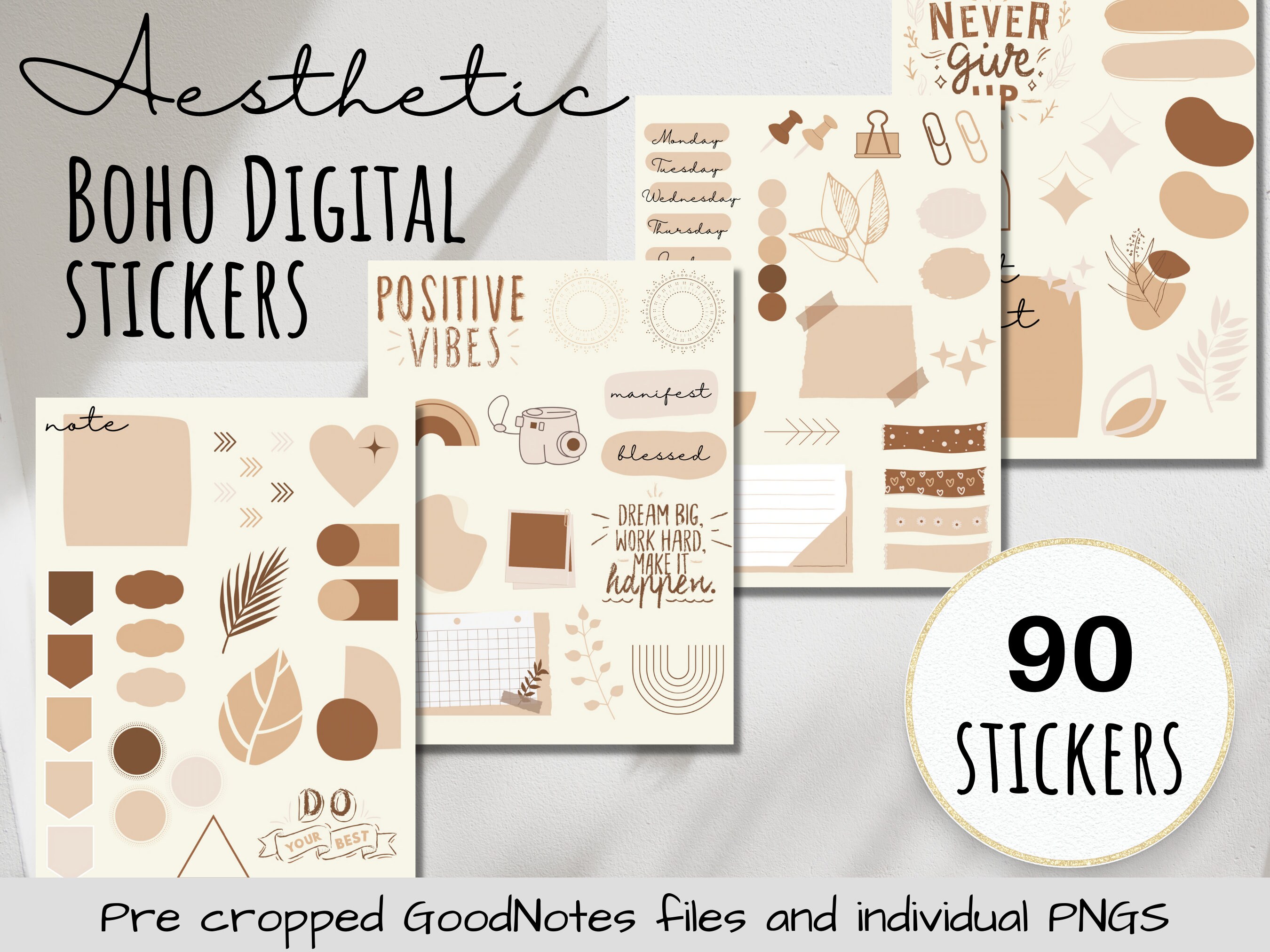 Boho Digital Planner Stickers Aesthetic Stickers Goodnotes - Etsy