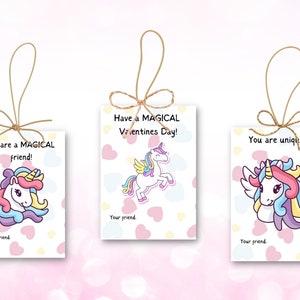 Kids Valentines Day Tags, Unicorn Card, Valentine Gift Tag, Unicorn ...