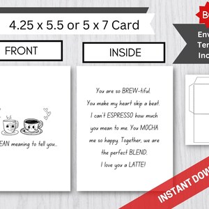 PRINTABLE Funny Valentine Card, Anniversary Card, Card Birthday, Coffee ...
