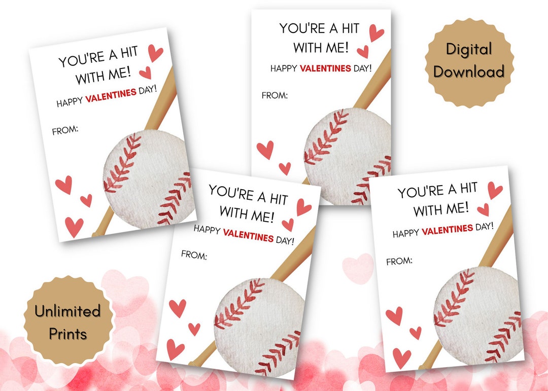 Baseball Valentines, Sports Theme Valentine Tags, Kids Valentines Cards ...