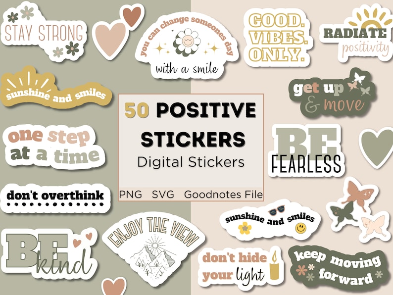 Positive Affirmations, Svg Png Bundle, DIGITAL Stickers, Positive ...