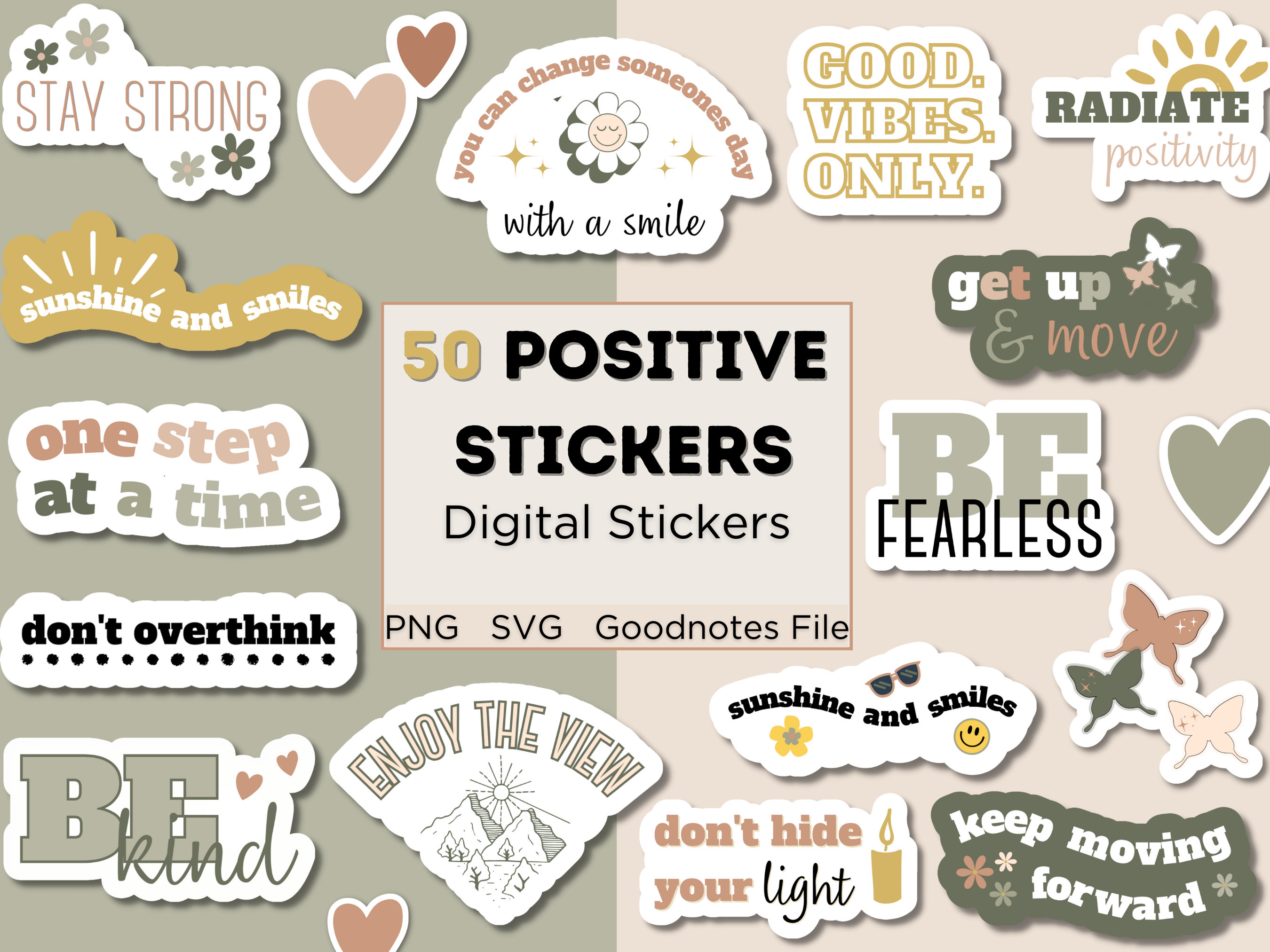 Positive Affirmations, Svg Png Bundle, DIGITAL Stickers, Positive ...