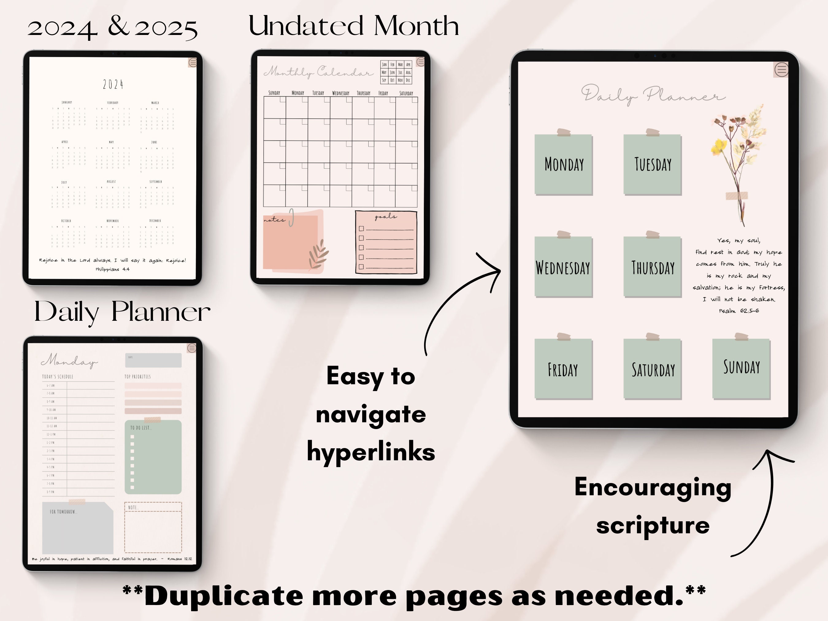 2024 Digital Planner, Undated Digital Planner Goodnotes, Hyperlinked ...