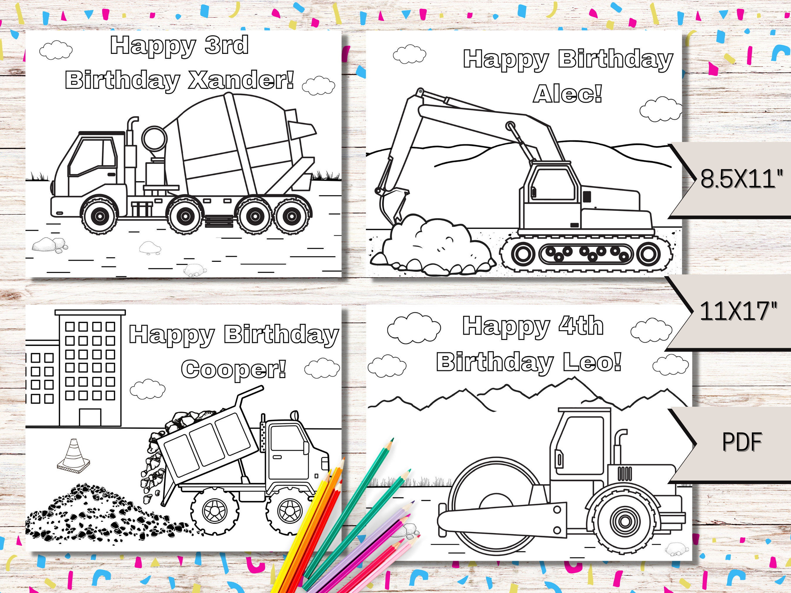 Printable Coloring Pages, Construction Truck Birthday Party ...