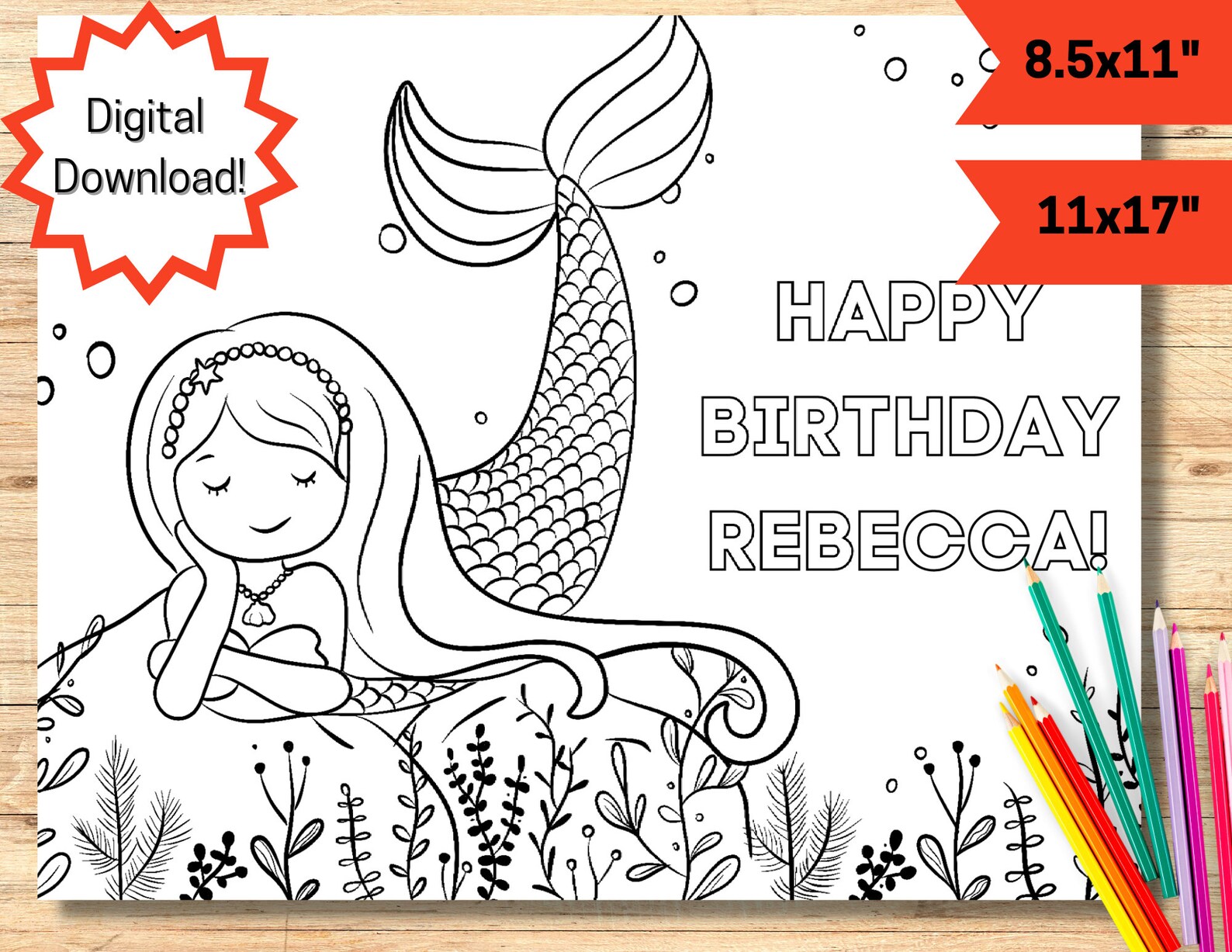 Mermaid Coloring Pages, Mermaid Themed Birthday Coloring Pages ...
